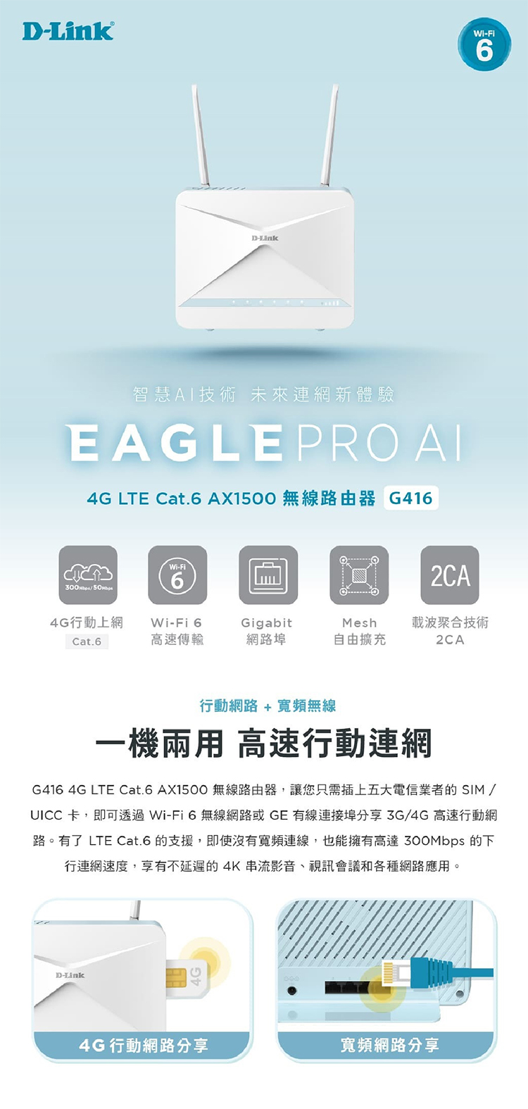 G416 AX1500 4G LTE無線路由器/分享器 - PChome 24h購物