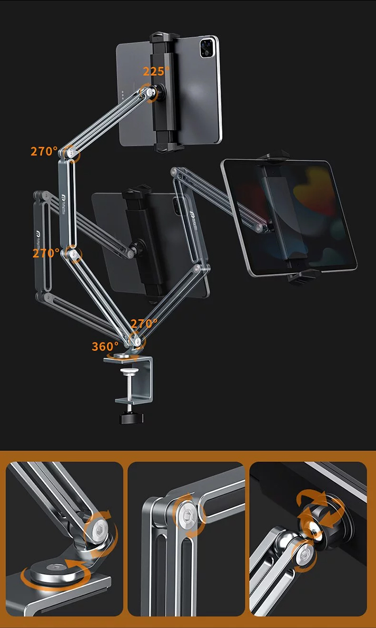 【Raymii 瑞米】ZT33 13吋 夾桌式鋁合金手機平板支架 銀色 - PChome 24h購物