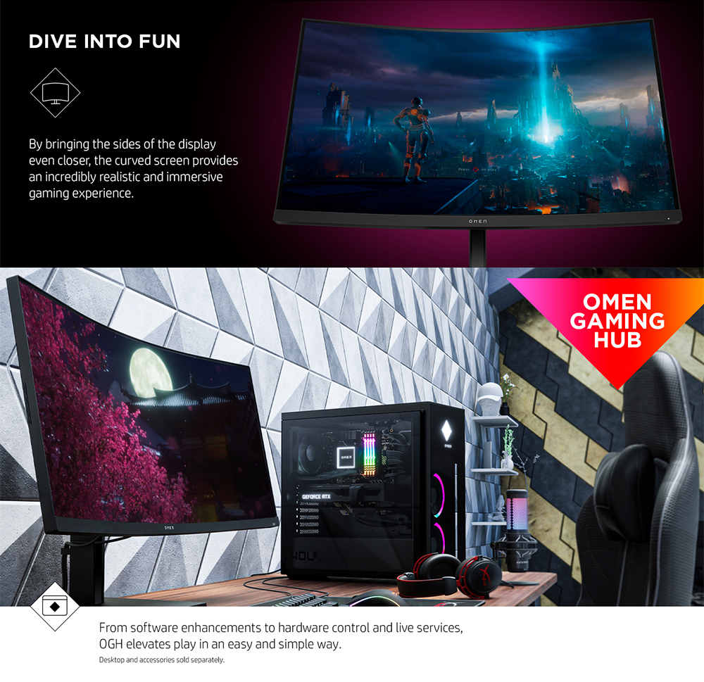 HP 惠普 32型 OMEN 32c 165HZ 曲面電競螢幕 - PChome 24h購物
